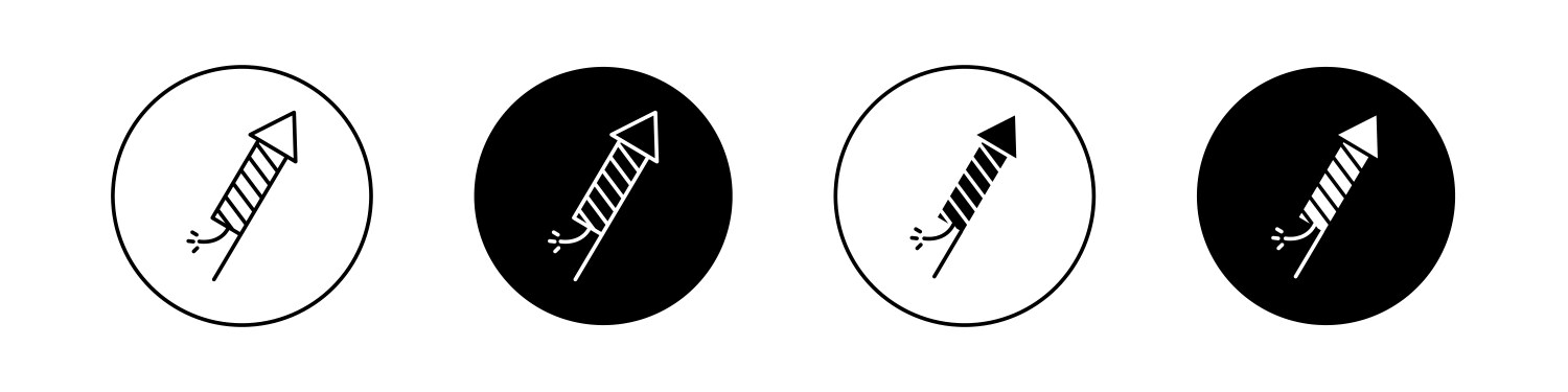 Fireworks rocket sign icon set safety Royalty Free Vector