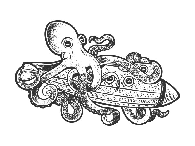 Octopus clipart black and white Vector Images & Graphics for Commercial ...