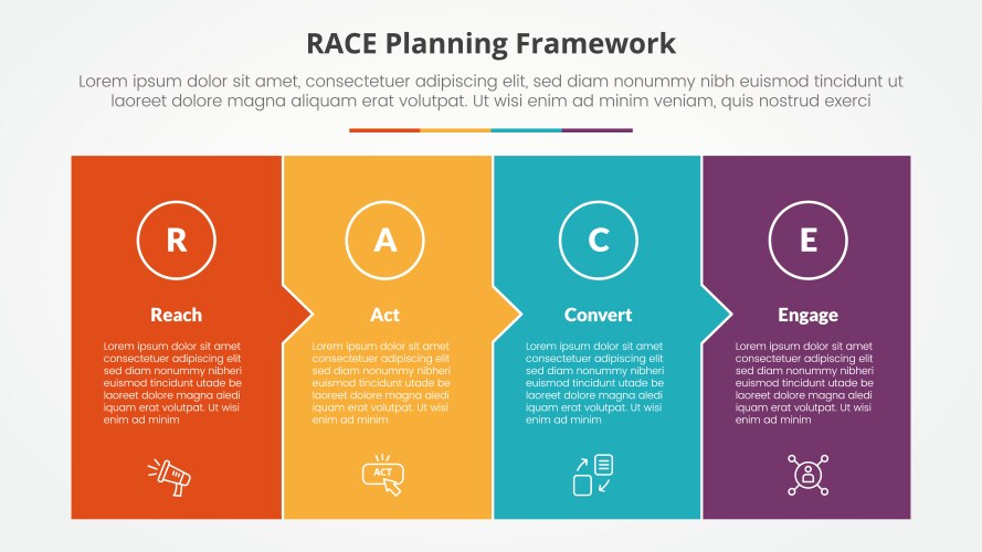 Race framework infographic concept for slide Vector Image