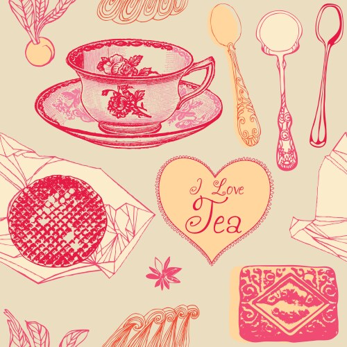 Tea time color Royalty Free Vector Image - VectorStock