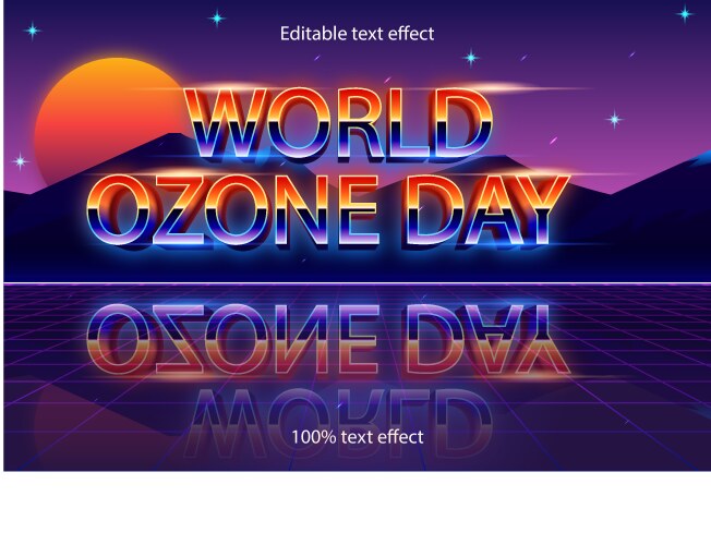 World ozone day editable text effect retro style Vector Image