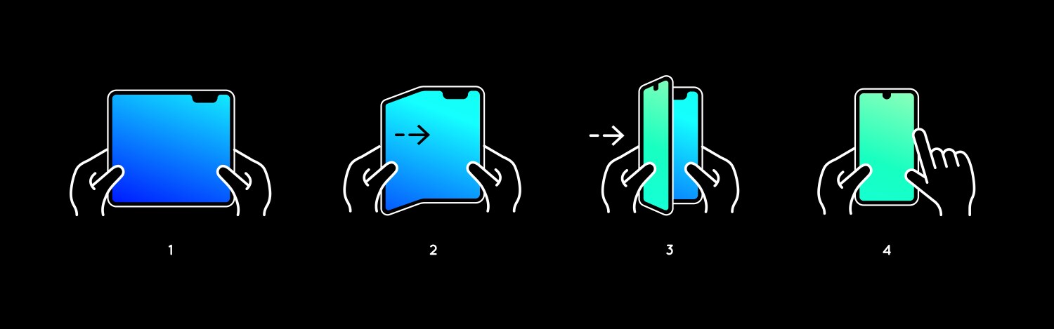 Smart phone tablet with foldable screen step Vector Image