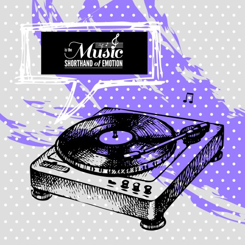 Music set hand drawn of dj icons Royalty Free Vector Image