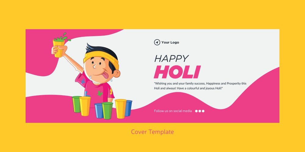Happy holi cover page design Royalty Free Vector Image