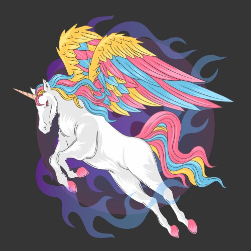 Unicorn full color rainbow Royalty Free Vector Image