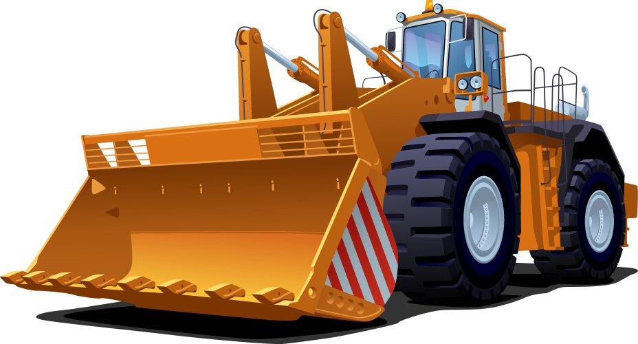 Cartoon wheel front loader bulldozer with shovel Vector Image