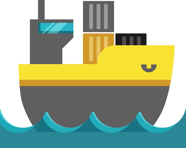 Sea freight icon with container ship Royalty Free Vector
