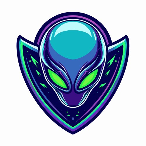 Esport logo alien icon sticker logotype Royalty Free Vector