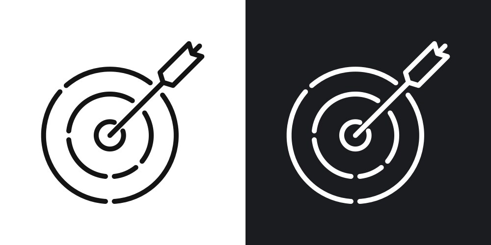 Aim icon set in black and white filld Royalty Free Vector