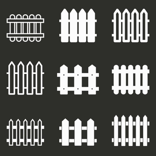 Fence icon set safety barrier garden symbol Vector Image