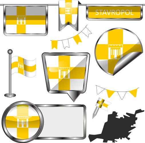 Glossy icons with flag krasnoyarsk Royalty Free Vector Image