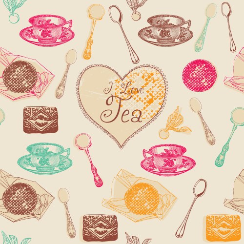 Vintage afternoon tea background Royalty Free Vector Image