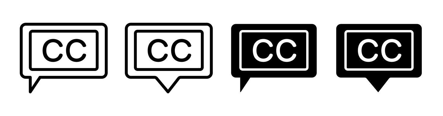 Closed caption icon set video captions Royalty Free Vector
