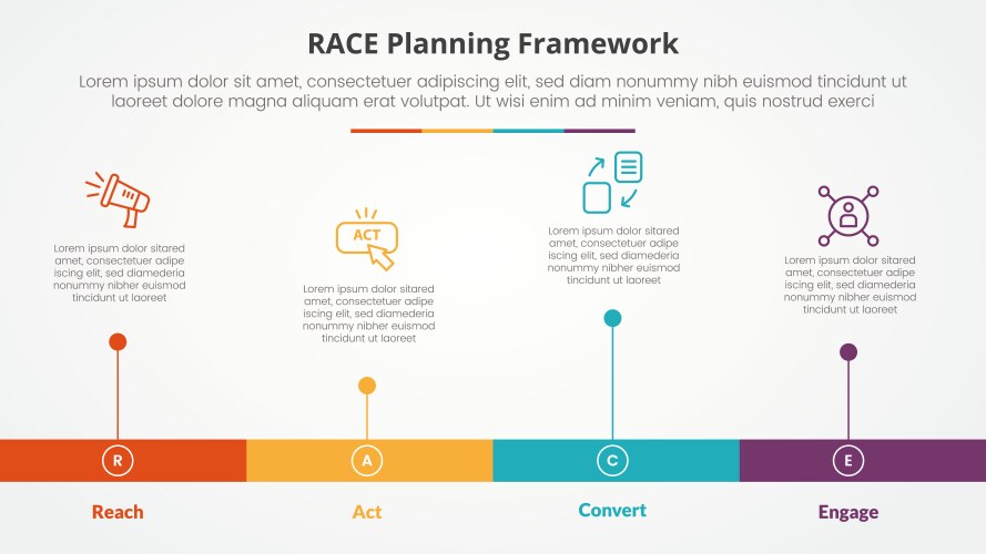 Race framework infographic concept for slide Vector Image