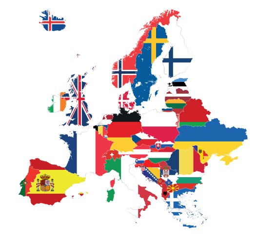 Political map europe in four colors with names Vector Image