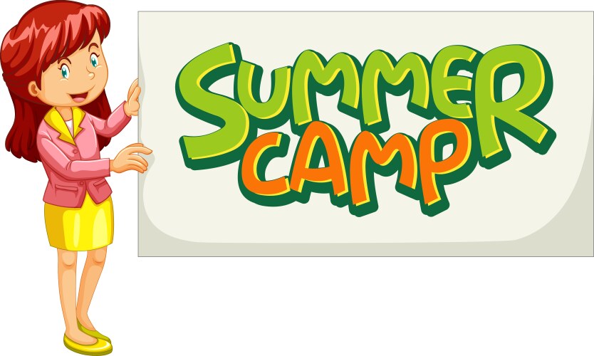 Font design for word summer camp on white Vector Image