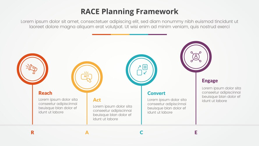 Race framework infographic concept for slide Vector Image
