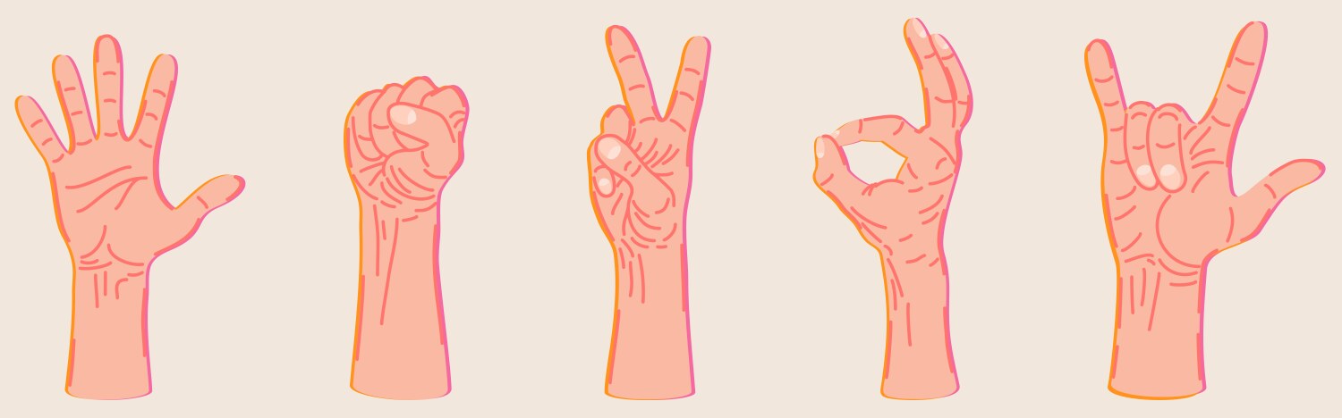 Set of different hand gestures Royalty Free Vector Image