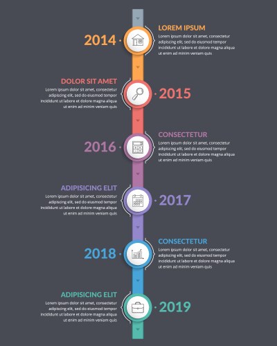 Vertical timeline template Royalty Free Vector Image