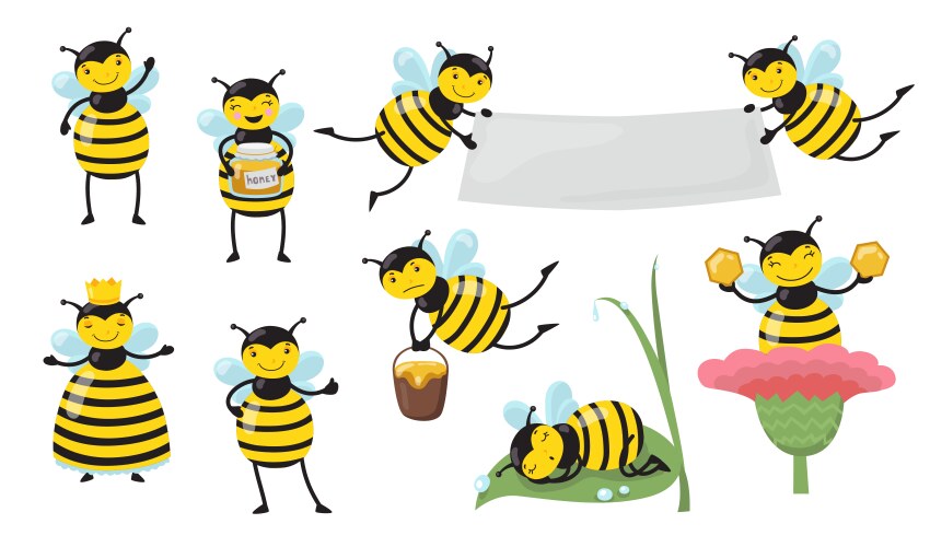Funny bee cartoon Royalty Free Vector Image - VectorStock