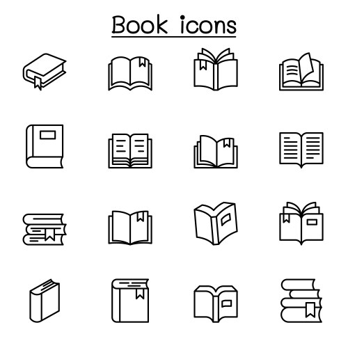 Book thin line icons Royalty Free Vector Image