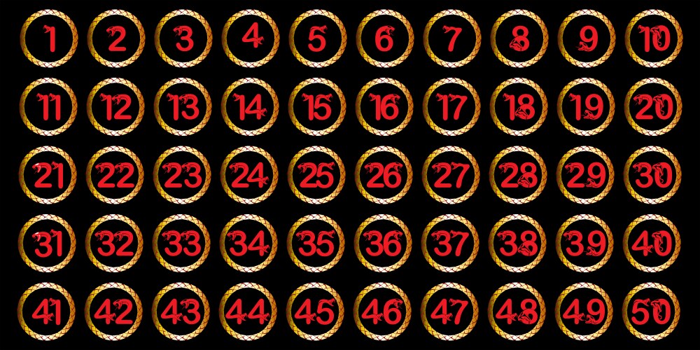 Numbers 1 to 50 circle icons Royalty Free Vector Image