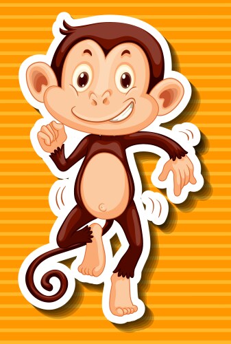Cartoon happy monkey dancing on tree stump Vector Image