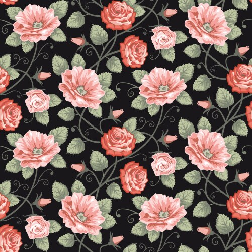 Roses seamless pattern Royalty Free Vector Image