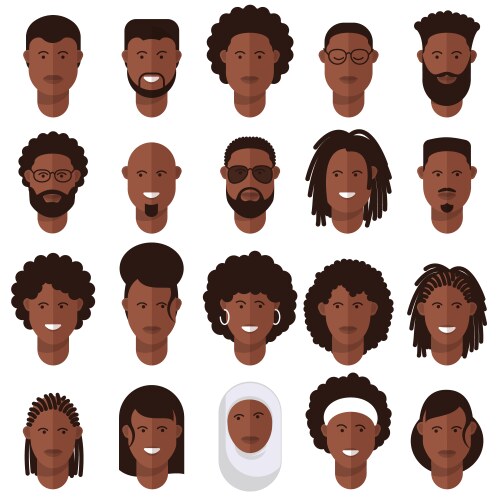 African woman expressions set Royalty Free Vector Image