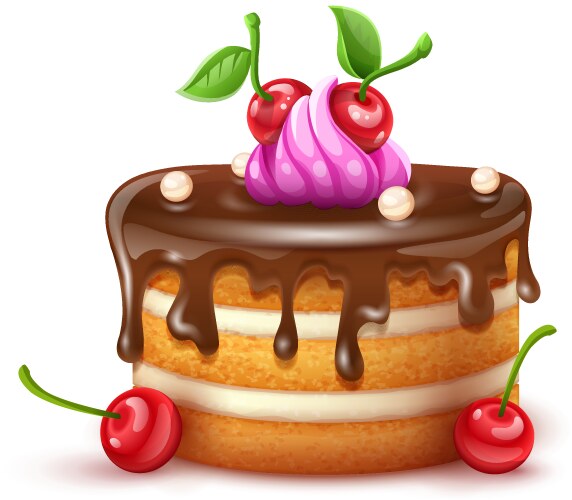 Birthday cake realistic image Royalty Free Vector Image