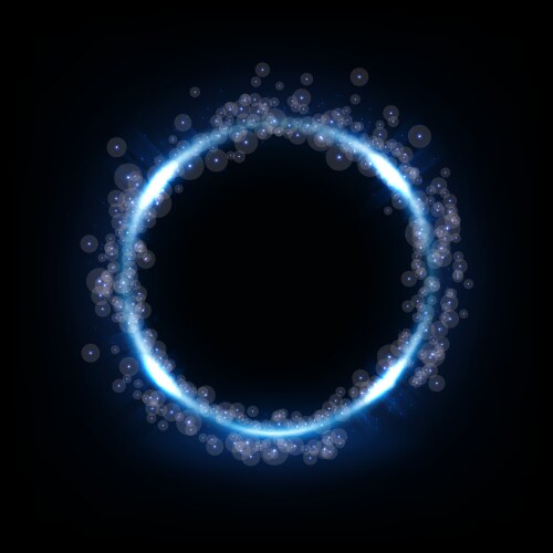 Blue shiny circle frame with glittering dust Vector Image