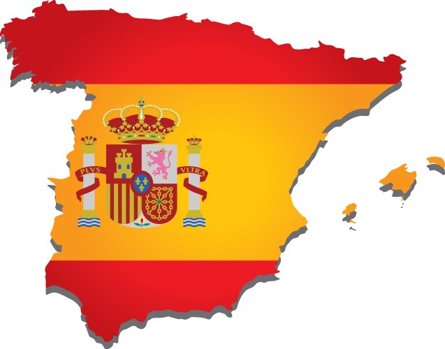 Detailed map spain colorful regions with names Vector Image