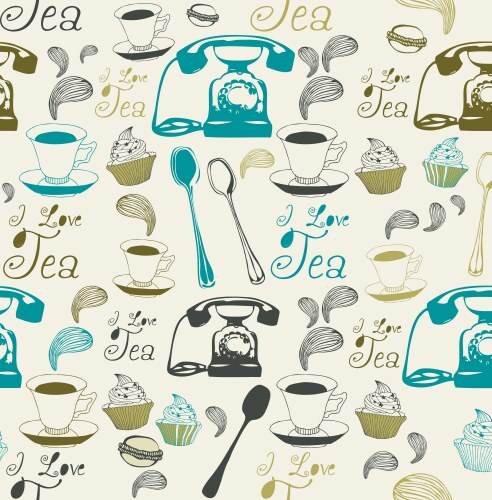 Vintage afternoon tea background Royalty Free Vector Image