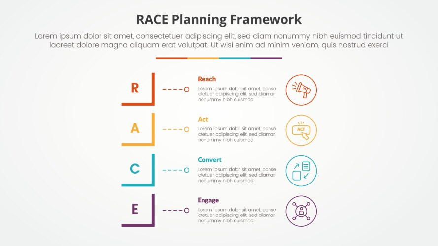 Race framework infographic concept for slide Vector Image