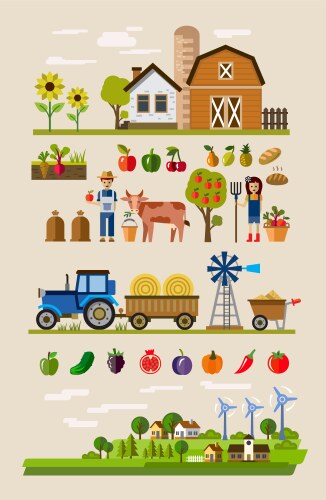 Flat farm icons Royalty Free Vector Image - VectorStock