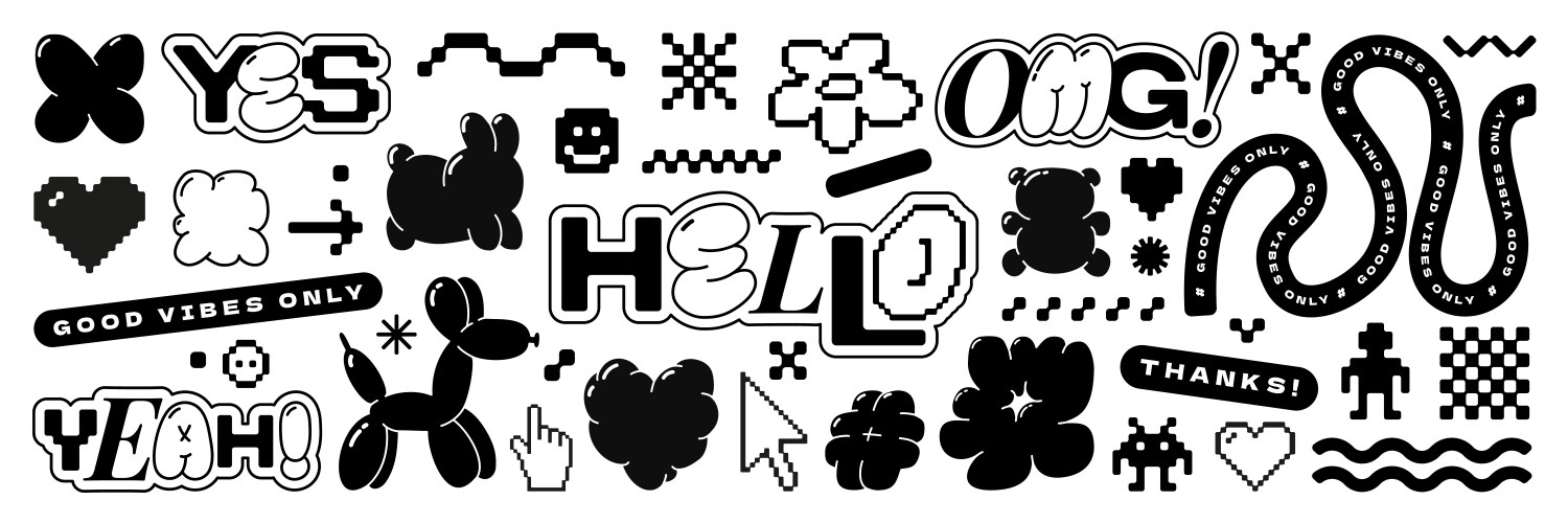 Y2k icons retro graphic elements for design Vector Image