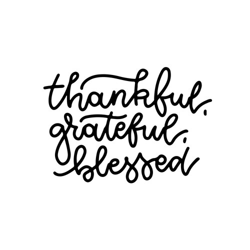 Grateful blessed thankful text in autumn gold Vector Image