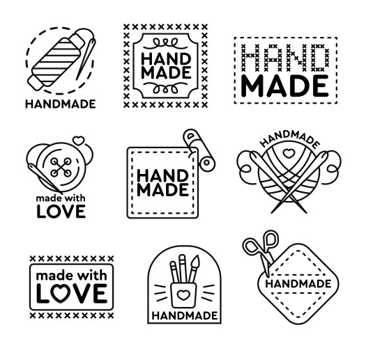 Handmade line vintage logo set Royalty Free Vector Image