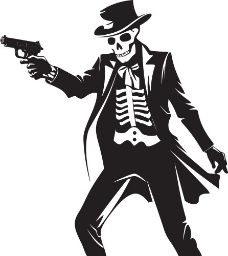 Skeletal soldiers skeleton with guns logo pistol Vector Image
