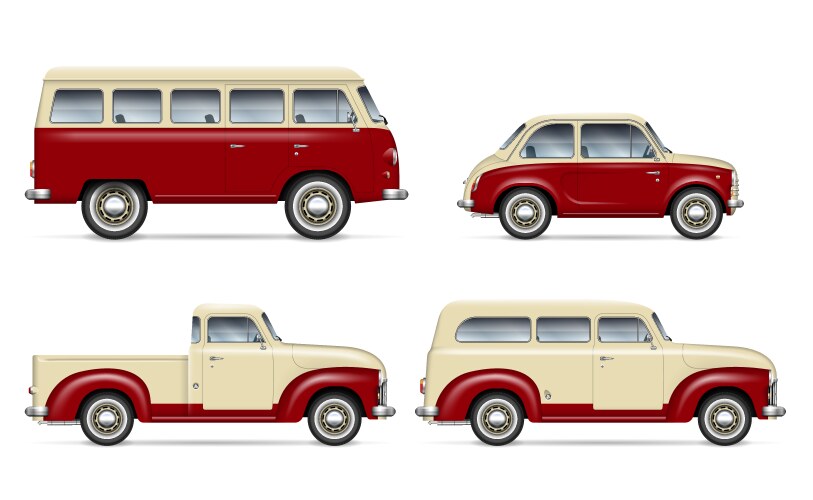 Four cars with different styles Royalty Free Vector Image
