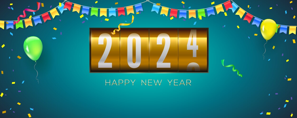 Happy new year 2024 analog mechanical flip Vector Image
