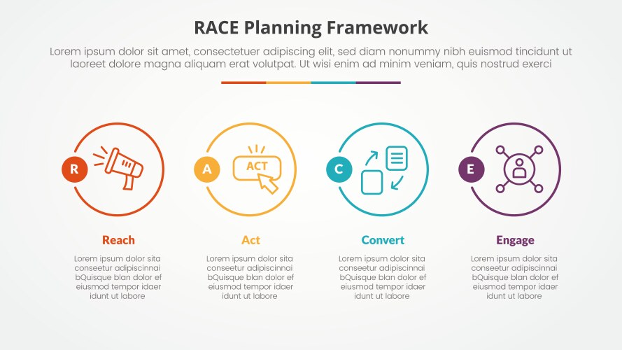 Race framework infographic concept for slide Vector Image
