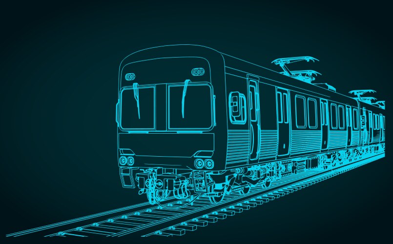 City train blueprints close-up Royalty Free Vector Image