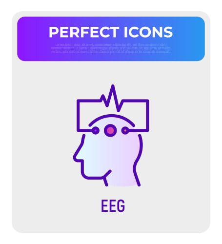 Eeg human head with electrodes thin line icon Vector Image