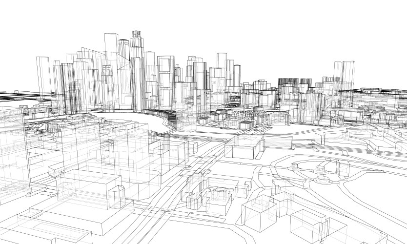 City streets intersection outline Royalty Free Vector Image