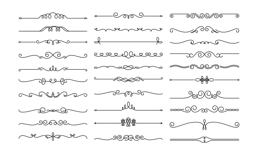 Vintage divider set retro line text page separator