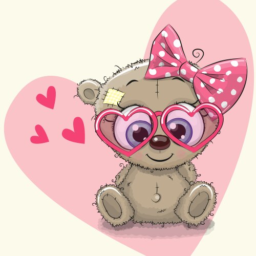 Cute cartoon teddy bear girl with bubble gum Vector Image