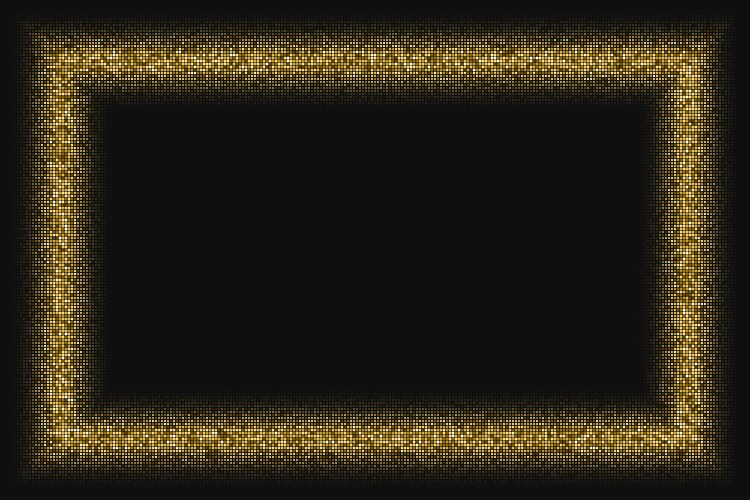Golden glitter frame shimmering border Royalty Free Vector