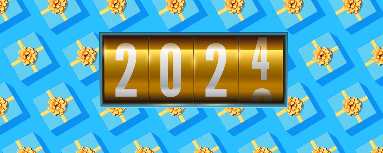 Happy new year 2024 analog mechanical flip Vector Image