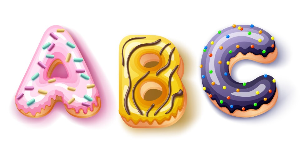 Donut icing upper latters - y z font of donuts Vector Image